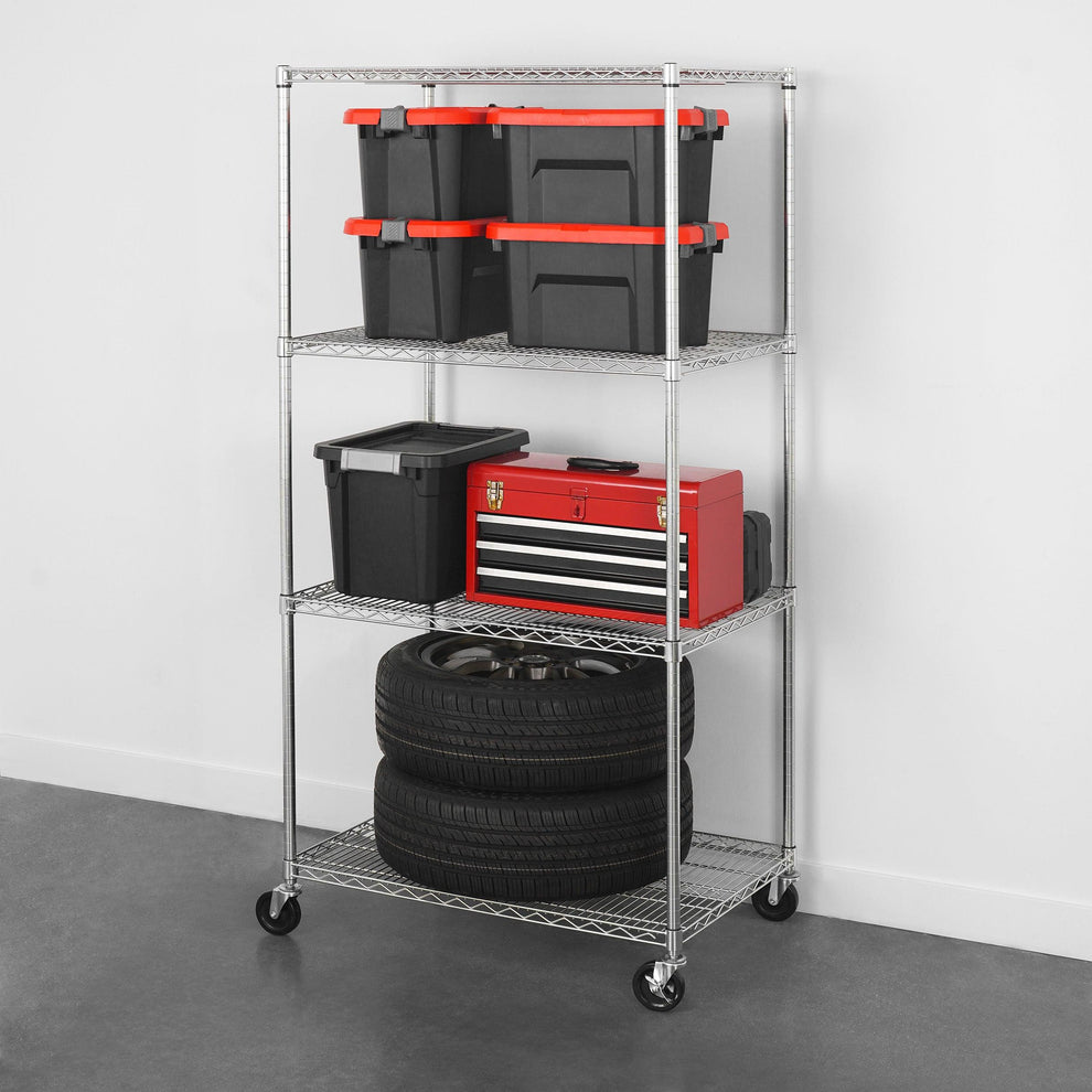 SafeRacks 24" x 36" x 72" 4-Tier Wire Rack for Garage & Kitchen