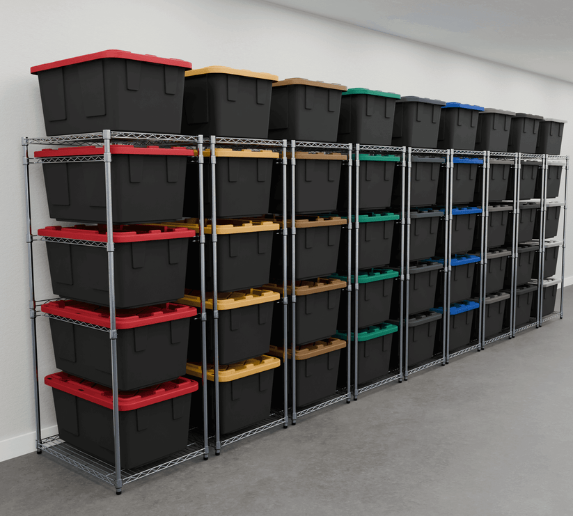 SafeRacks Lockable Storage Bin - 27 Gallon - Set of 5